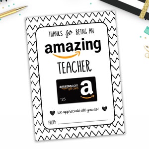 Amazon Gift Card Holder - Teacher Appreciation Gift - Printable ...