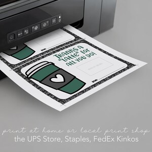 Coffee Gift Card Holder - Thanks a Latte - Teacher Appreciation - Thank ...