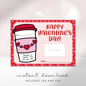 Coffee Gift Card Holder - Happy Valentines Day - Printable - Valentine ...