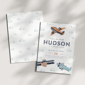 Airplane Birthday Invitation - Vintage, Time Flies, Retro, Fly on Over ...