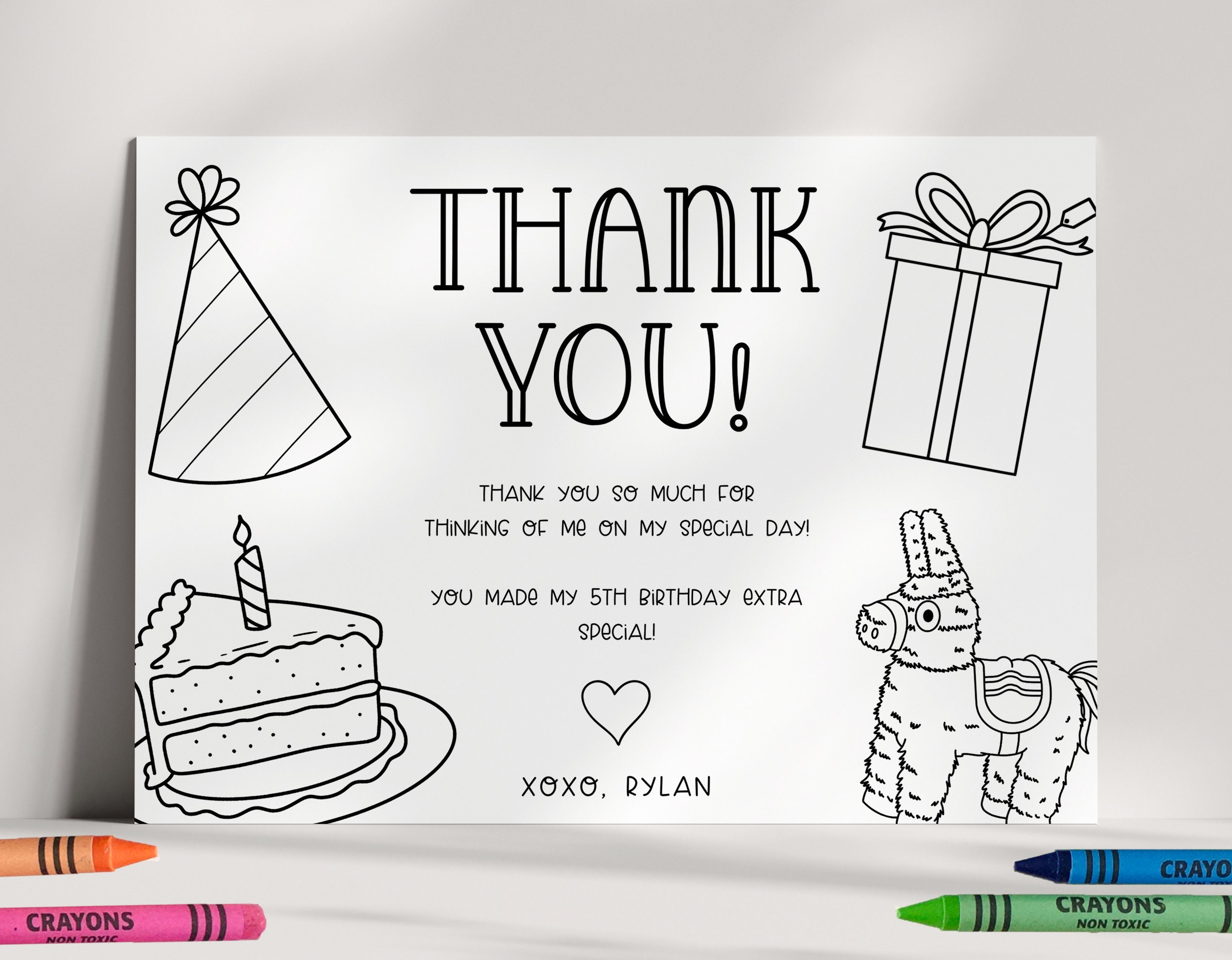 Printable Thank You Cards For Kids Birthday Party