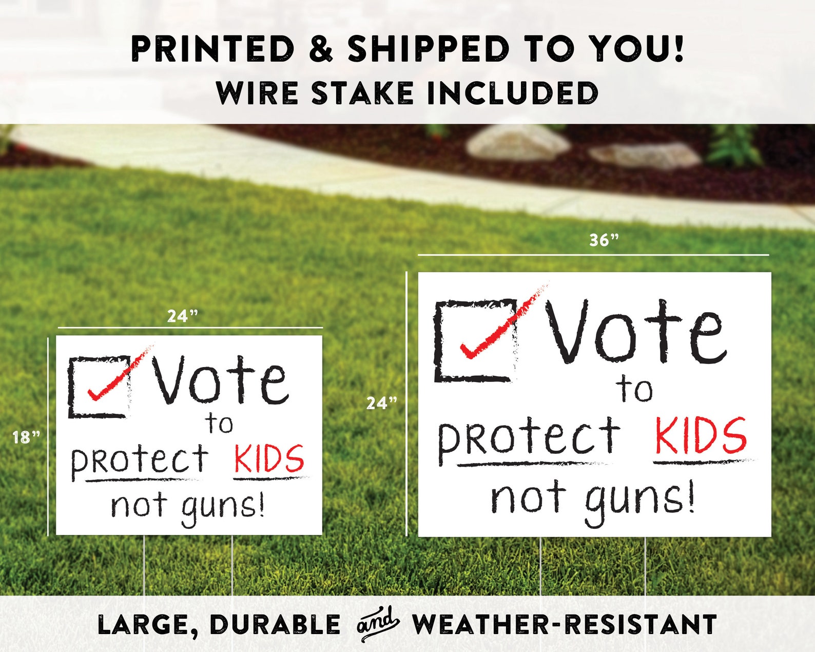 Vote to Protect Our Kids Not Guns, Anti-gun Yard Sign, Gun Control ...