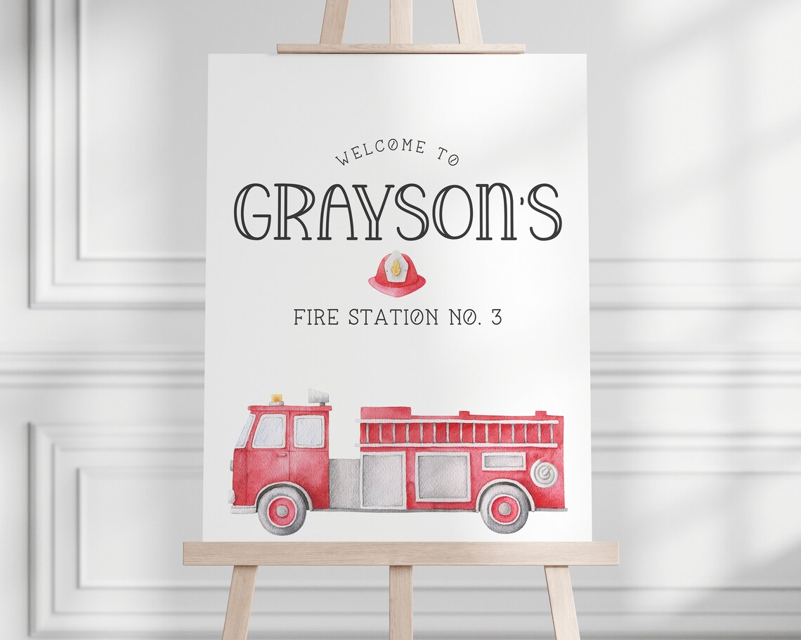 Firetruck Birthday Sign Firefighter Fire Engine Birthday - Etsy