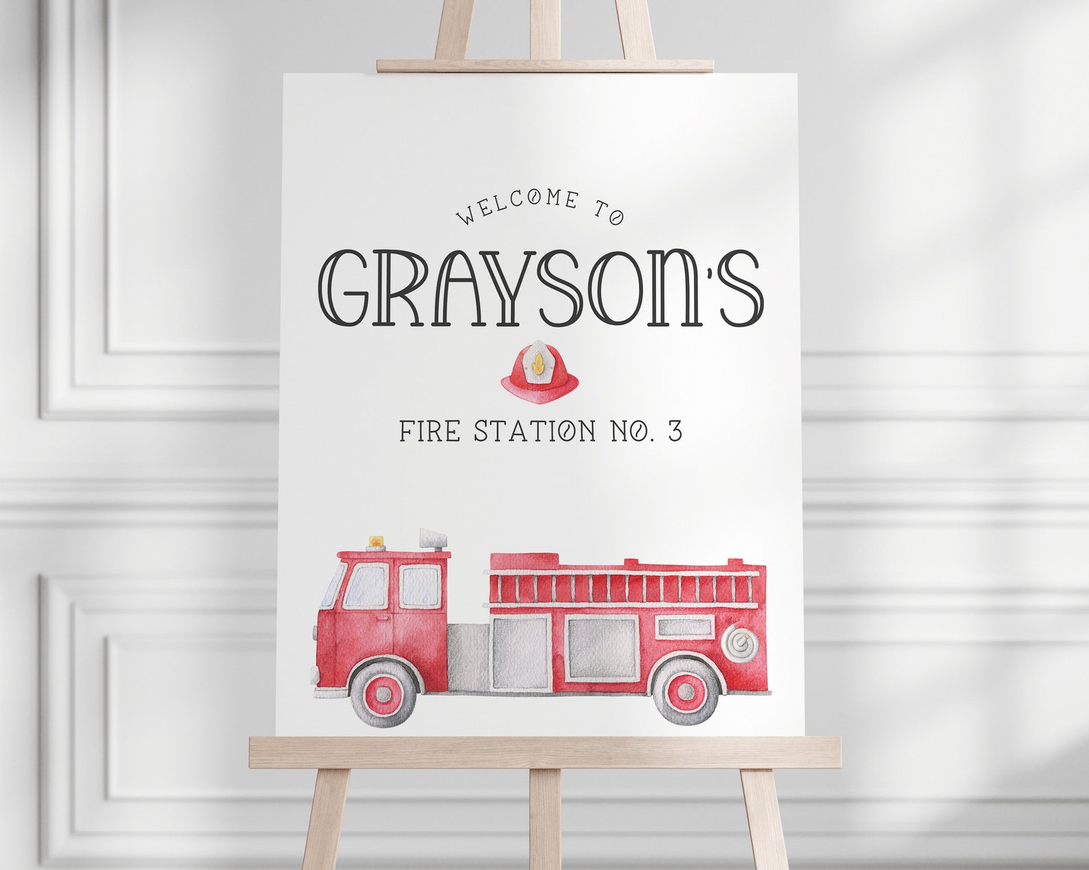 Firetruck Birthday Sign - Firefighter - Fire Engine Birthday Party ...