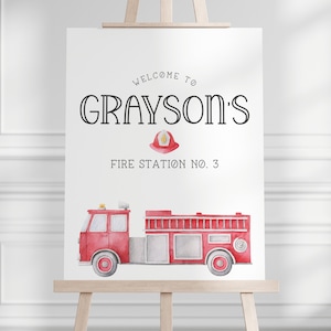 Firetruck Birthday Sign - Firefighter - Fire Engine Birthday Party ...