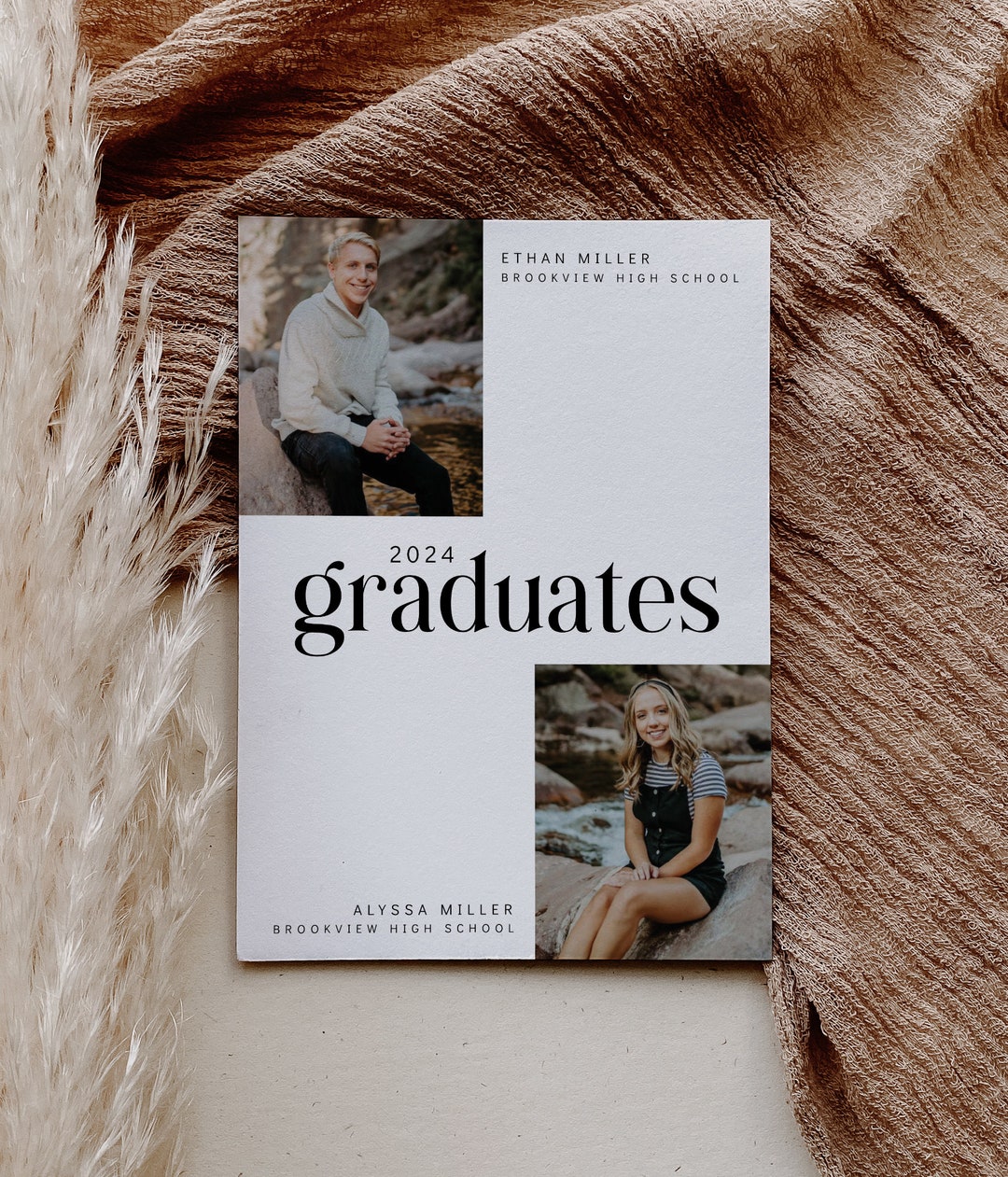 Modern Joint Graduation Party Invitation - Two Person Grad Party Invite ...
