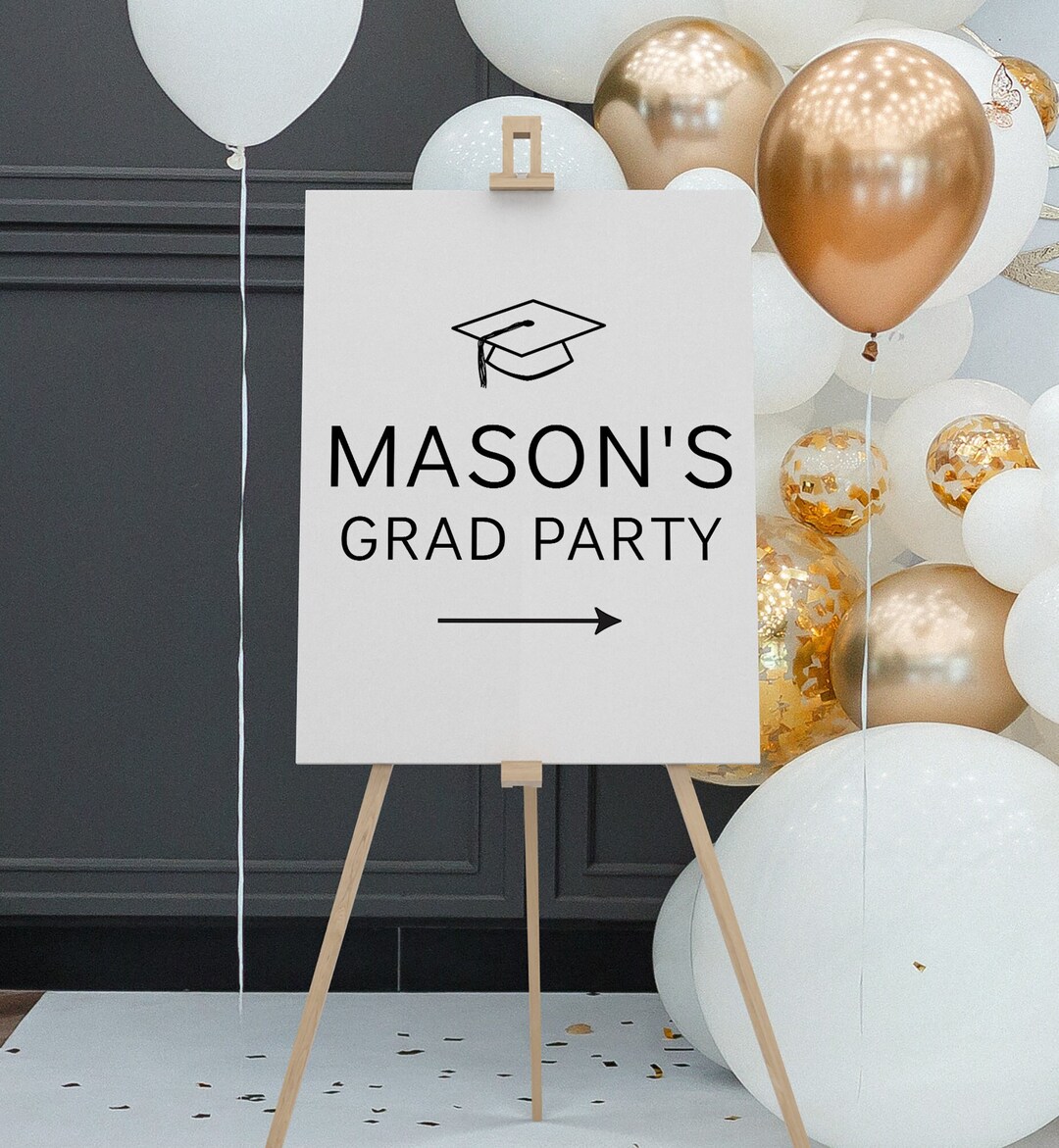 Grad Party Direction Sign, Graduation Party Entrance Sign With Arrow ...