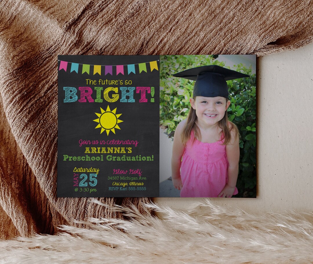 Preschool Graduation Invitation, Kindergarten Graduation Announcement ...