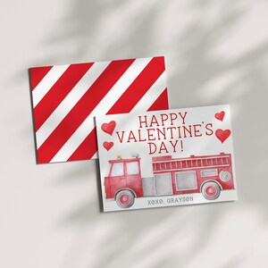 Firetruck Valentine Cards - PRINTABLE - Firefighter - Fireman - Fire ...