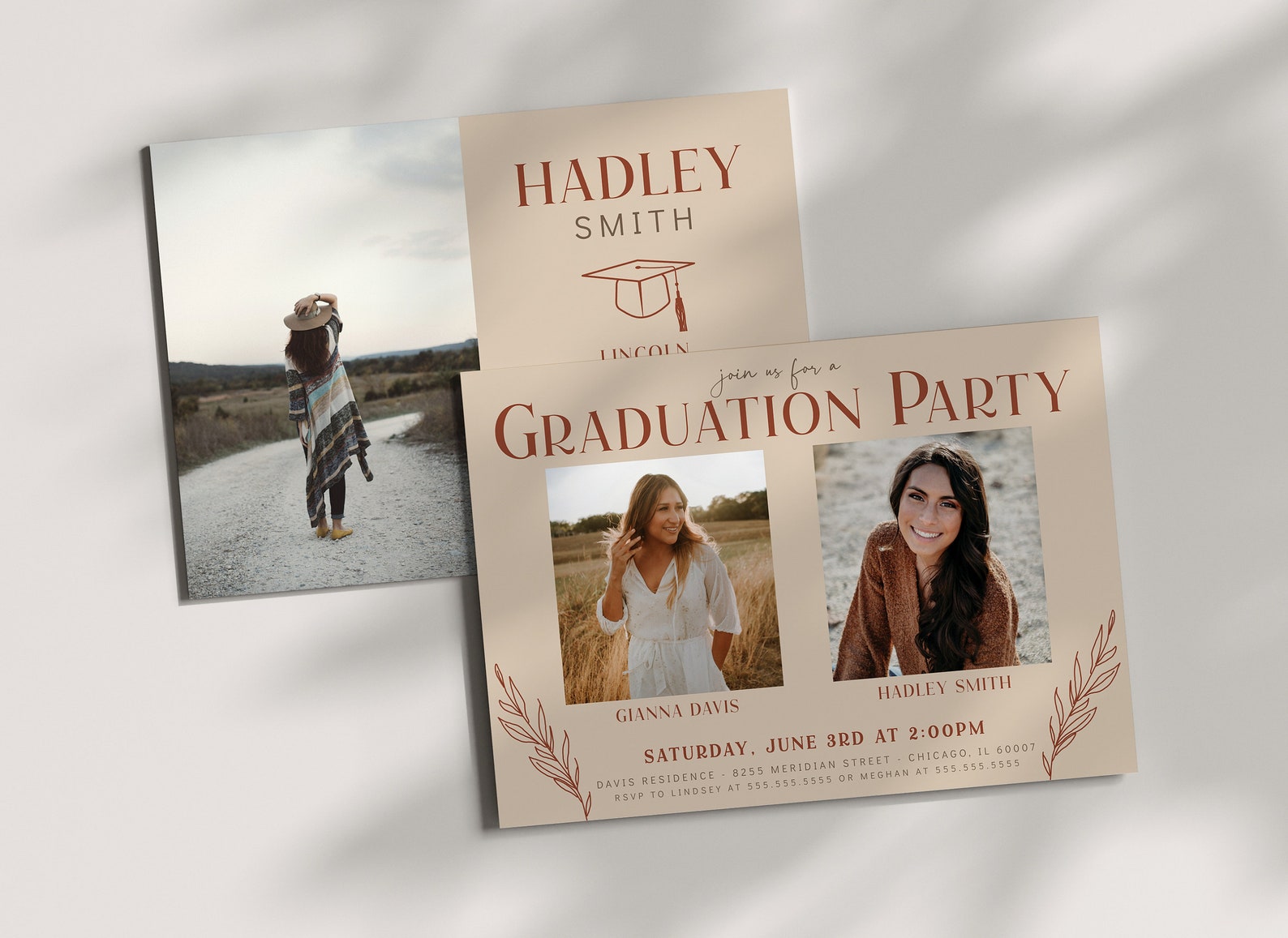 Joint Graduation Party Invitation, Two Person Grad Party Invite ...