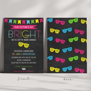 Neon Middle School Graduation Invitation - Glow in the Dark - Future is ...