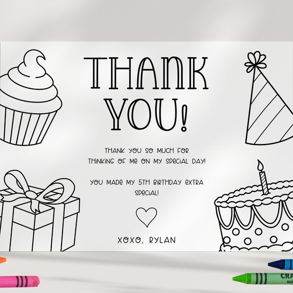 Thank You Birthday Card Kids - Etsy