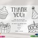 Editable Kids Birthday Thank You Card Coloring Personalized DIY ...