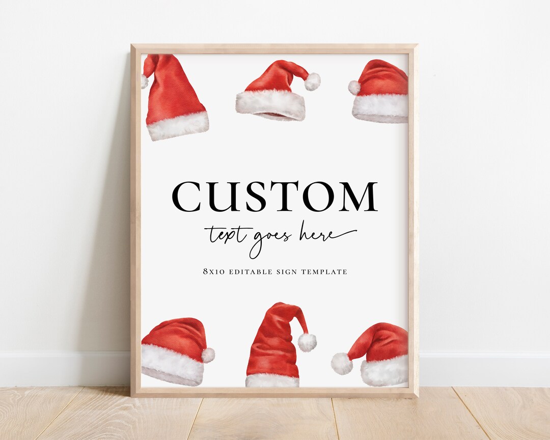Editable Christmas Party Sign - Modern Holiday Party Custom Text Sign ...