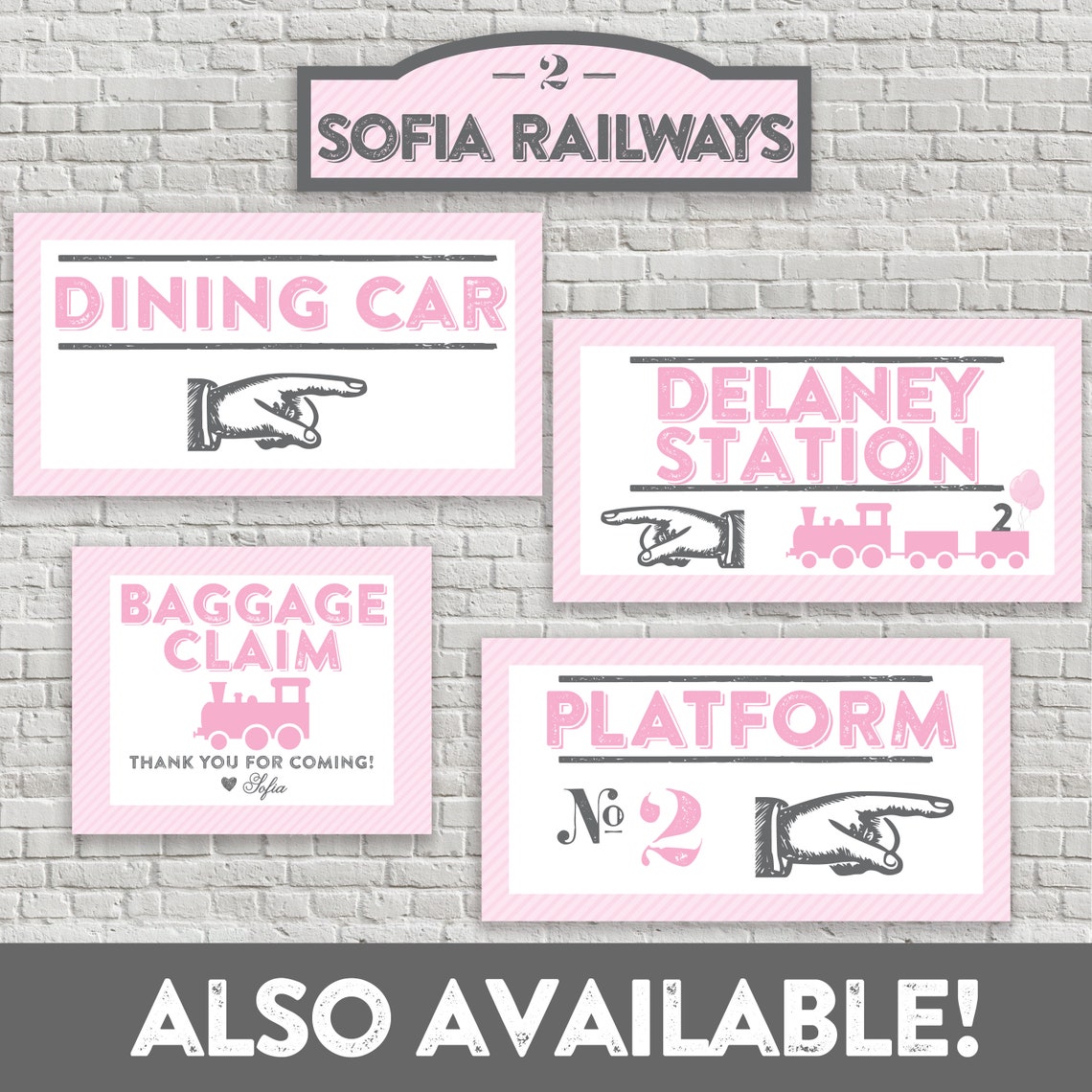 Pink Train Party Backdrop Girl Birthday Train Poster - Etsy