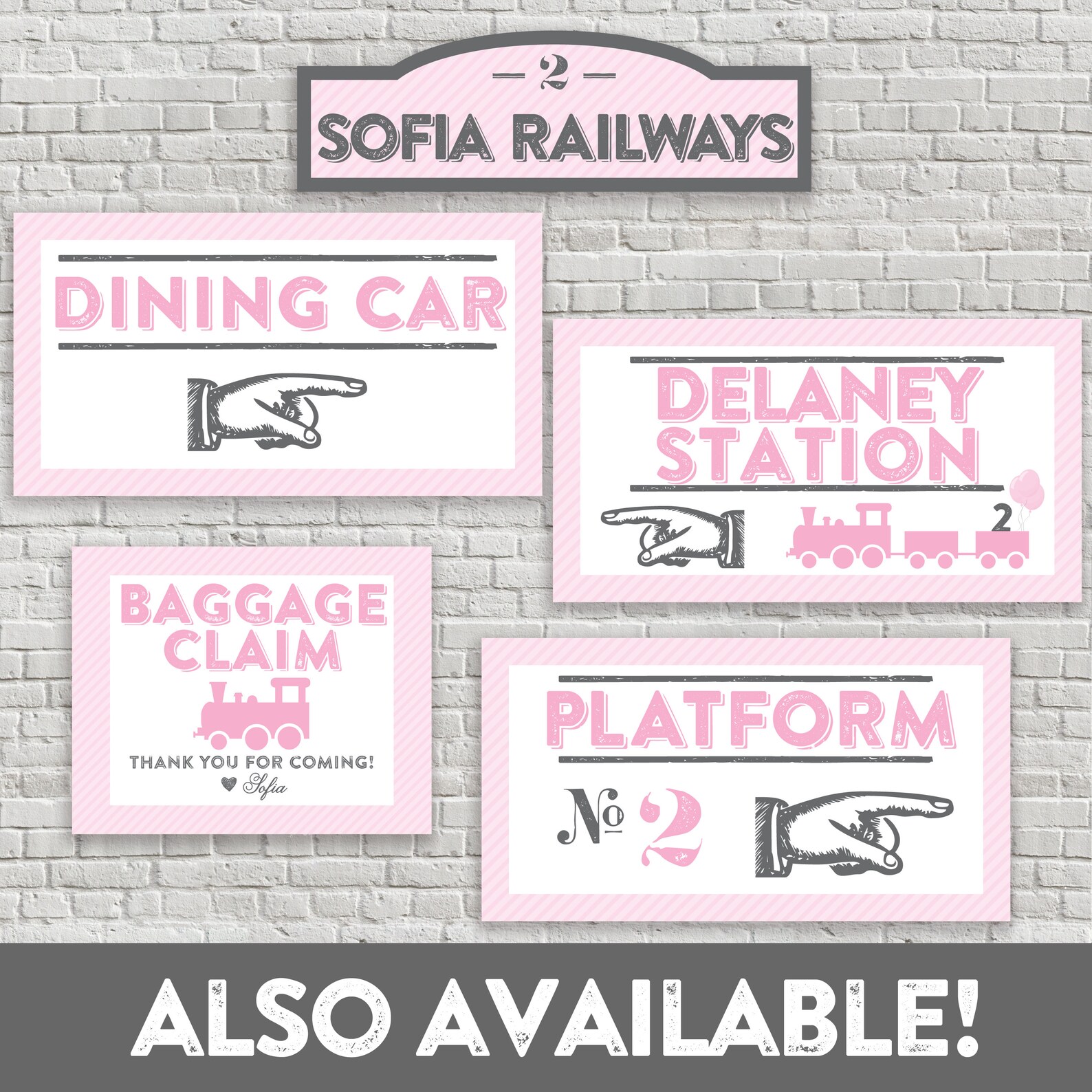 Pink Train Party Backdrop Girl Birthday Train Poster - Etsy