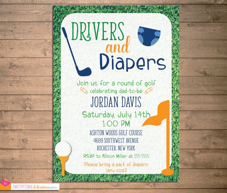 Golf Baby Shower Invitation Dad Shower Drivers and Diapers | Etsy