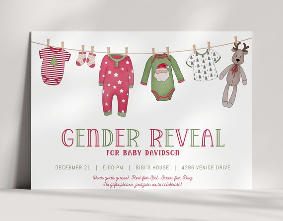 Christmas Gender Reveal Party Holiday Gender Reveal Party - Etsy
