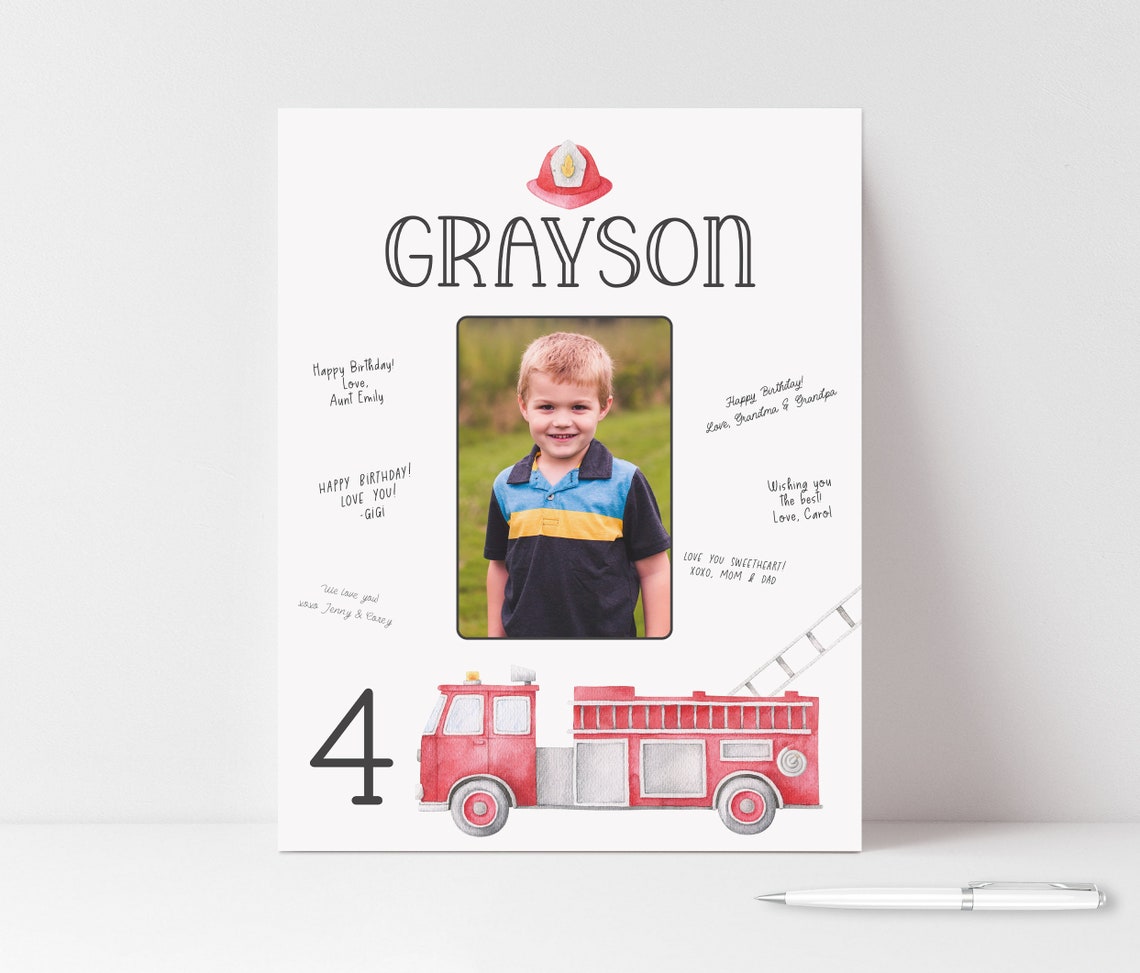 Firetruck Birthday Sign Firefighter Fire Engine Birthday - Etsy