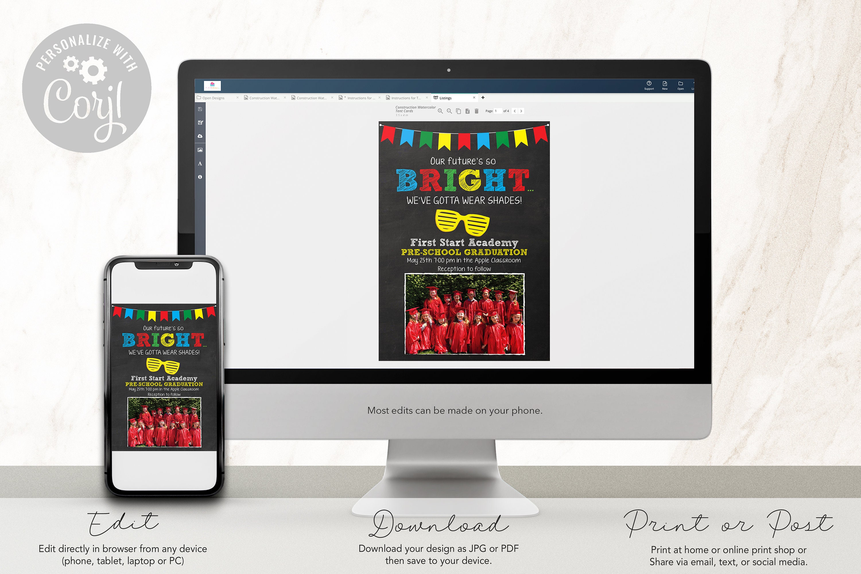 Preschool Graduation Invitation - Kindergarten, Photo, Future is so ...