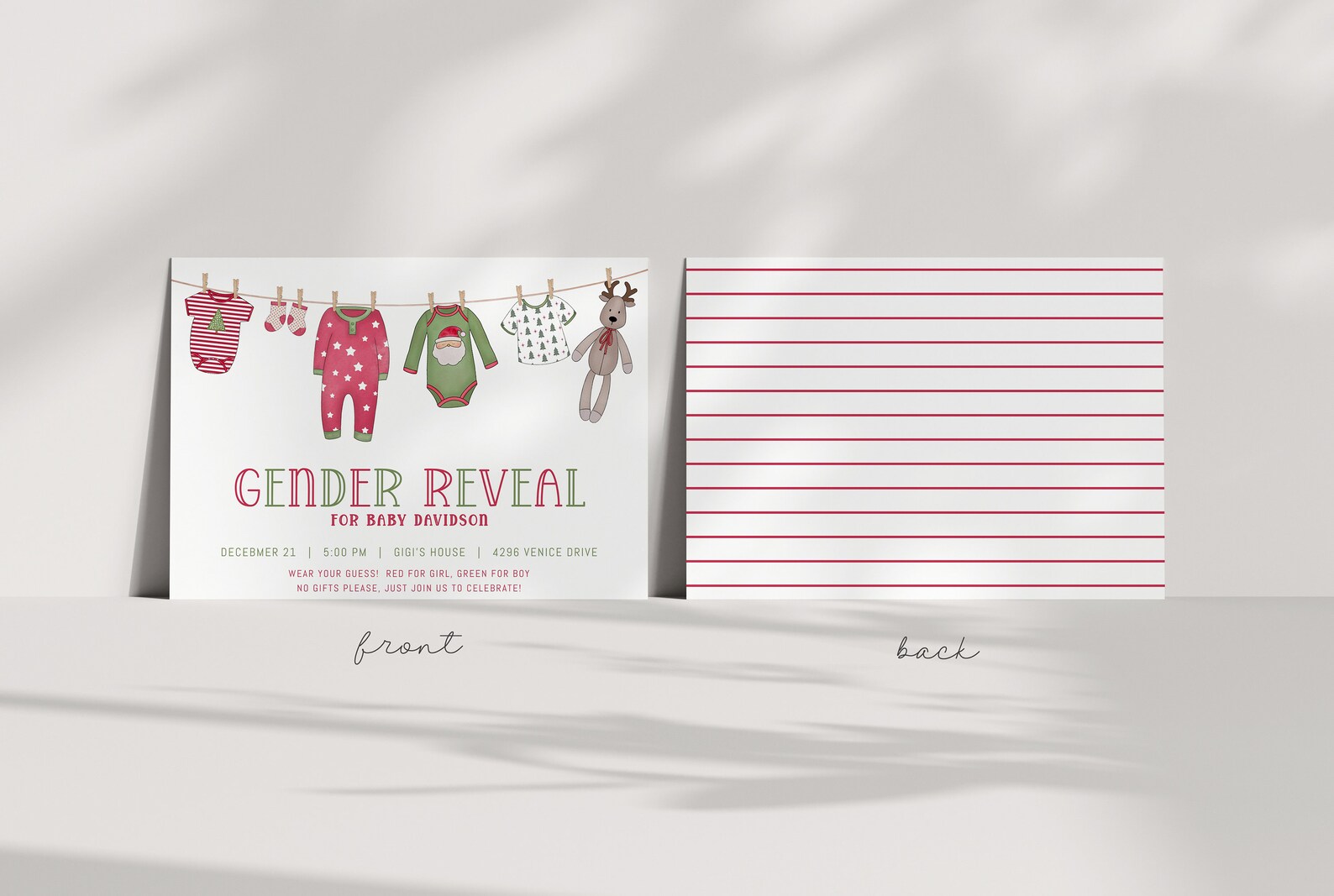 Christmas Gender Reveal Party - Holiday Gender Reveal Party Invitation ...