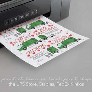 Garbage Truck Valentine Cards - PRINTABLE - Recycling - Trash Truck ...