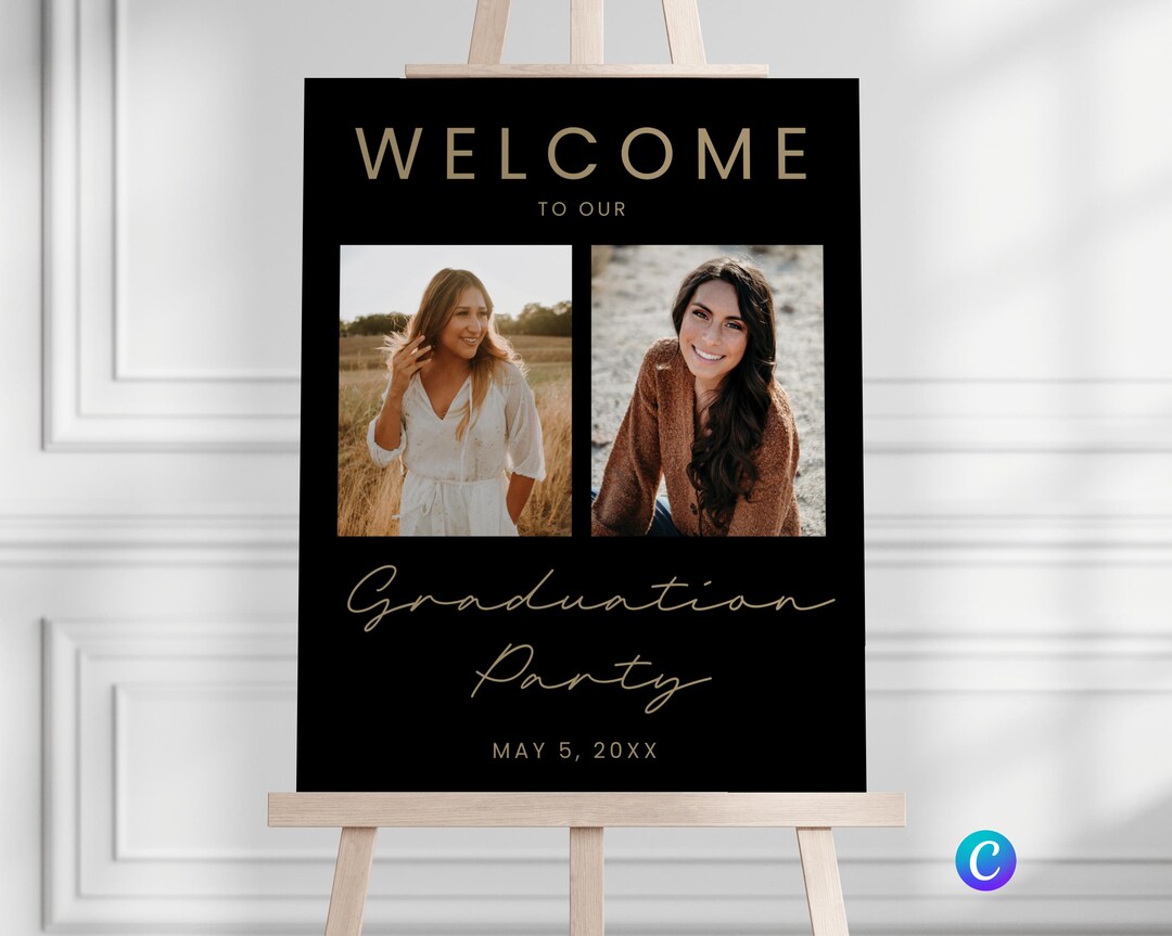 Joint Graduation Welcome Sign, Canva Template, Editable Grad Party Sign ...