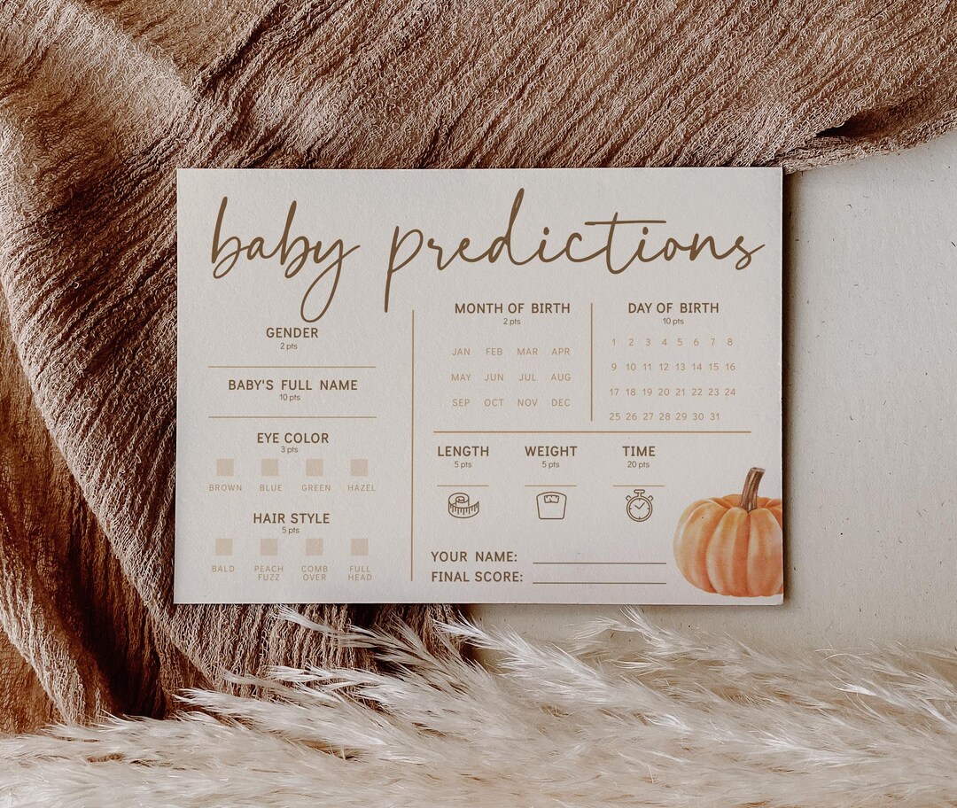 Pumpkin Baby Predictions Game - Contest - Gender Reveal Games ...