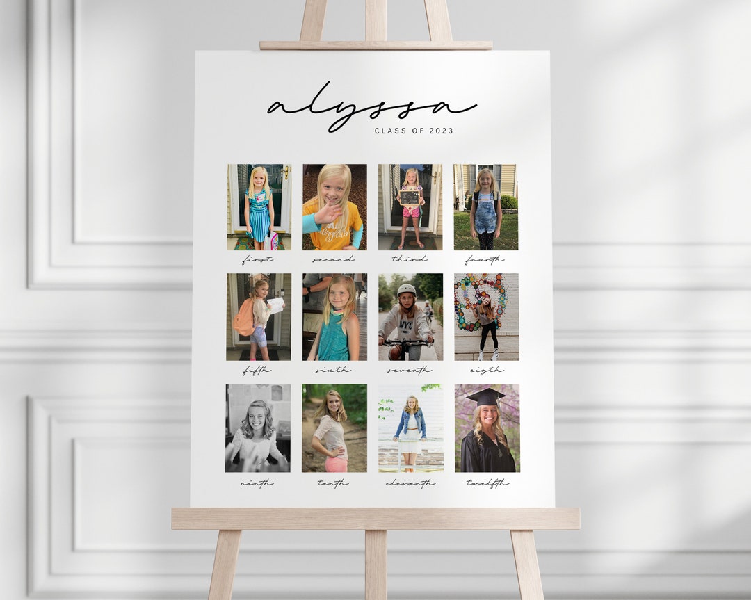 Graduation Photo Template, Through the Years Photo Collage Sign, School ...