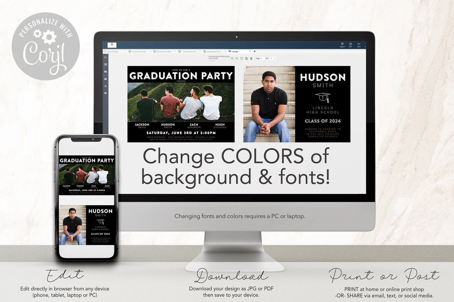 Joint Graduation Party Invitation - Four Person Grad Party Invite ...