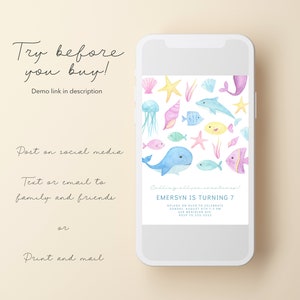 Sea Creatures Invitation - Under the Sea Birthday Party Invite ...