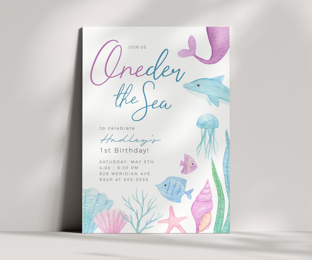 Oneder the Sea Invitation - Under the Sea First Birthday Invite ...