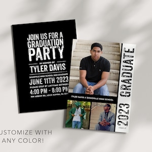 Boy Graduation Party Invitation CUSTOM COLOR Template Editable ...
