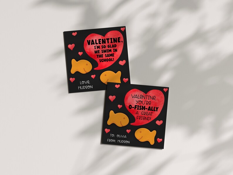 Goldfish Valentine Editable Template Printable Valentine - Etsy