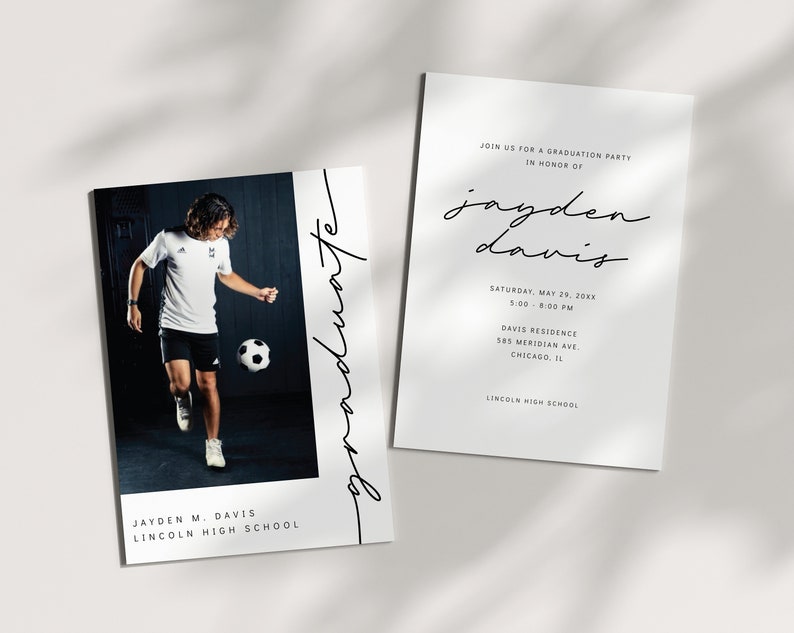 Editable Graduation Invitation - Minimalist Grad Party Photo Invite ...