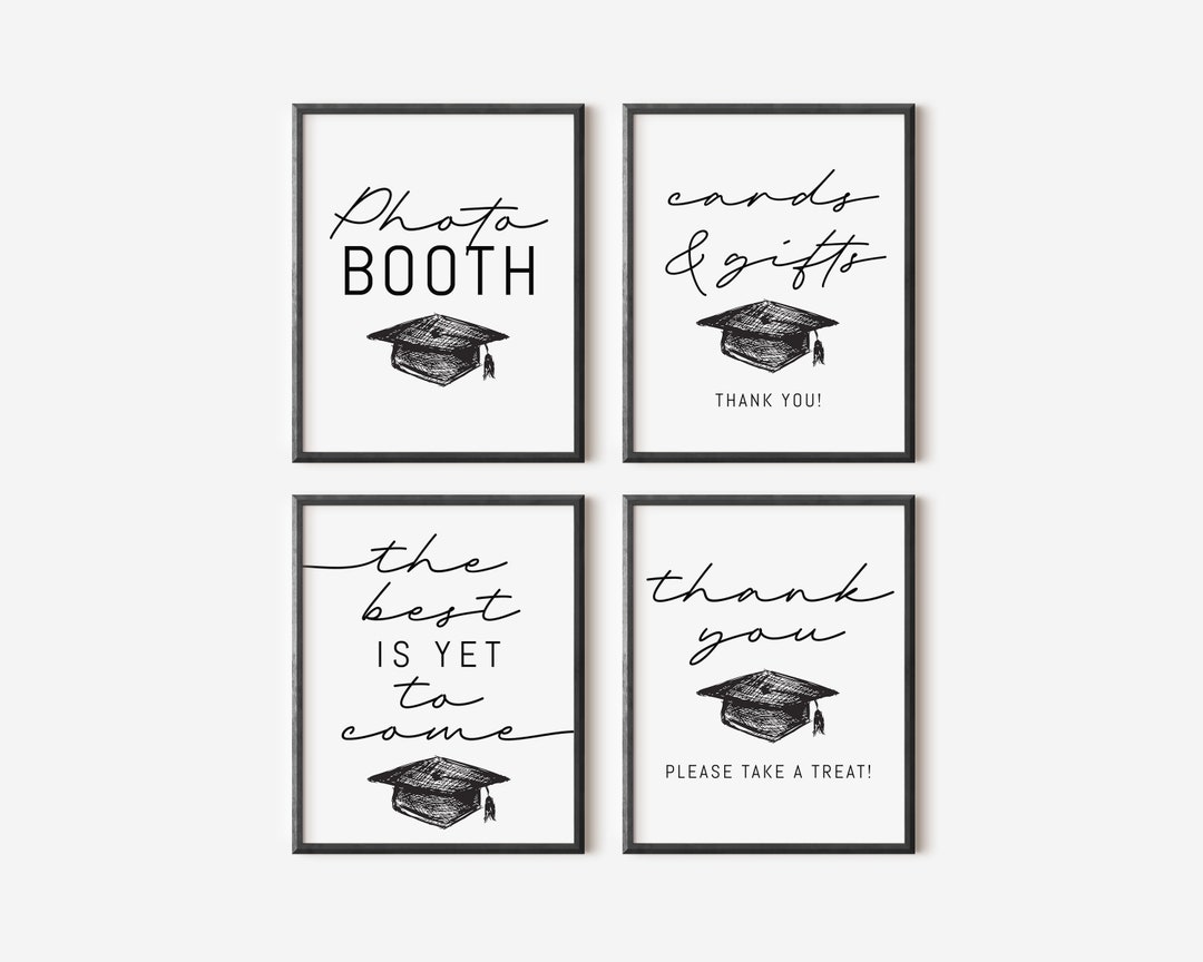 Graduation Party Sign Set of 4 - Photo Booth - Thank You Take a Treat ...