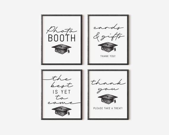 Graduation Party Sign Set - Photo Booth - Thank You - Cards Gifts ...
