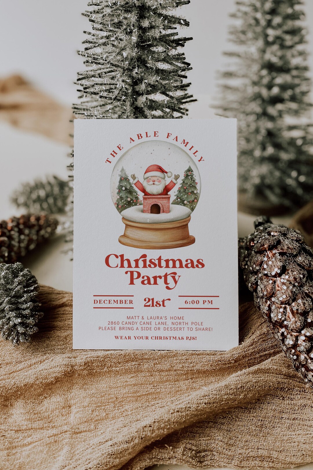 Editable Christmas Party Invitation - Family Christmas Party Evite ...