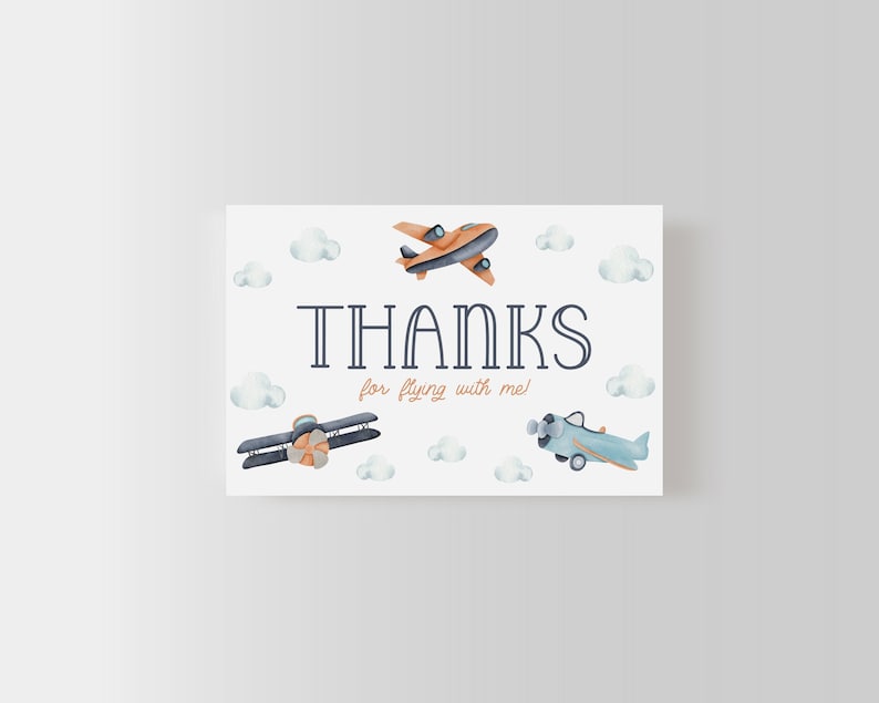 Vintage Airplane Party Thank You Postcard - Birthday Party Thank You ...