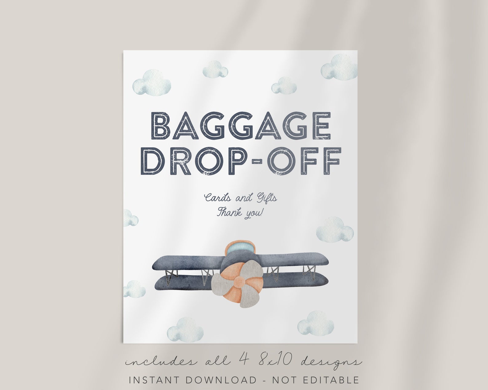 Vintage Airplane Party Signs Baggage Claim Drop off in Flight Snacks ...