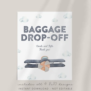 Vintage Airplane Party Signs - Baggage Claim - Drop off - in Flight ...