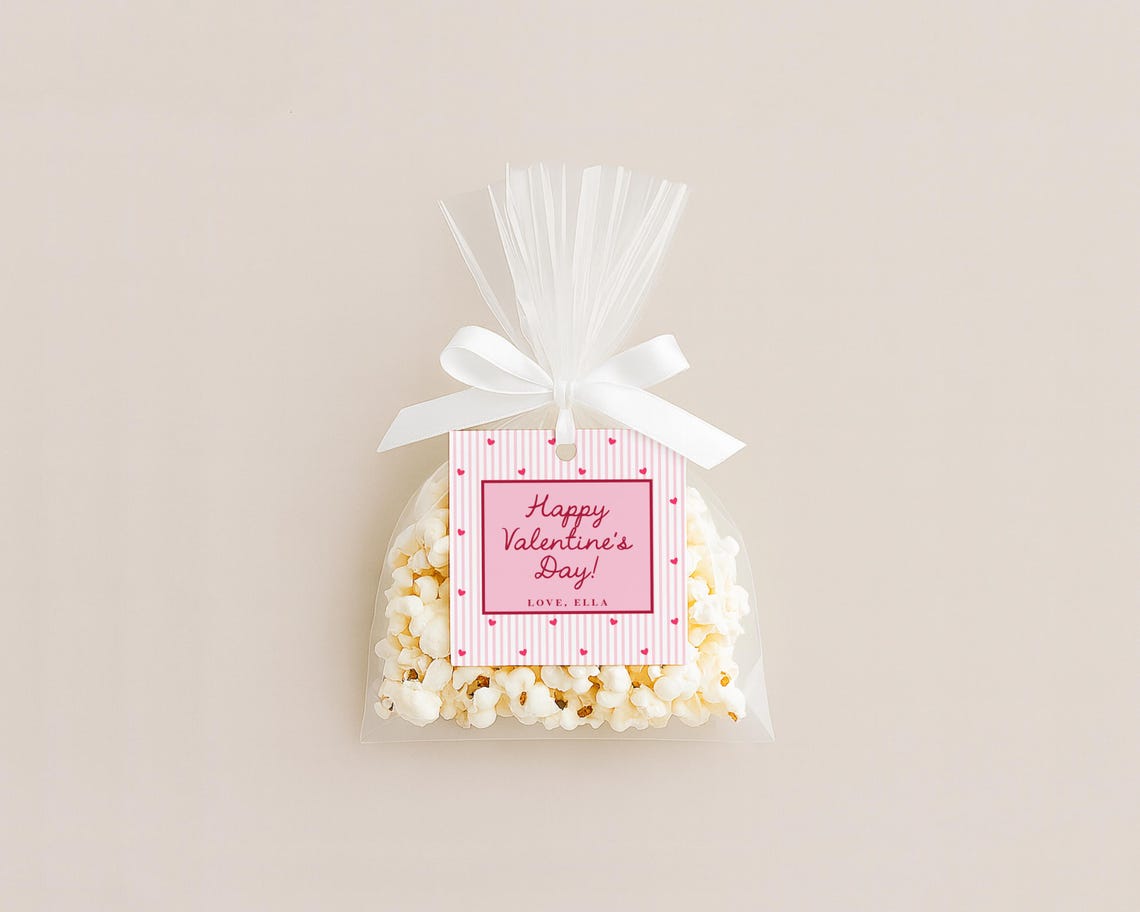 Valentine Pencil Tag Editable Template | Heart & Stripe Valentine ...