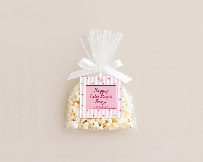 Valentine Pencil Tag Editable Template | Heart & Stripe Valentine ...