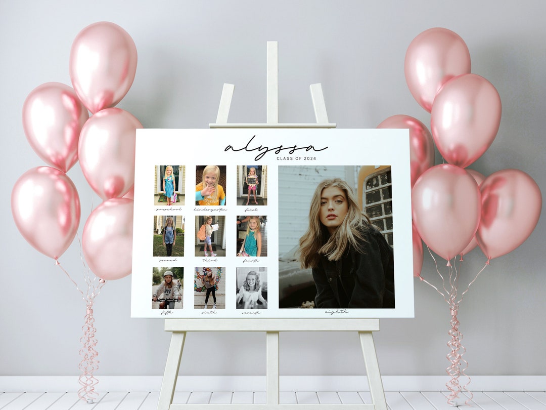 Middle School Graduation Photo Template, Junior High Photo Collage Sign ...