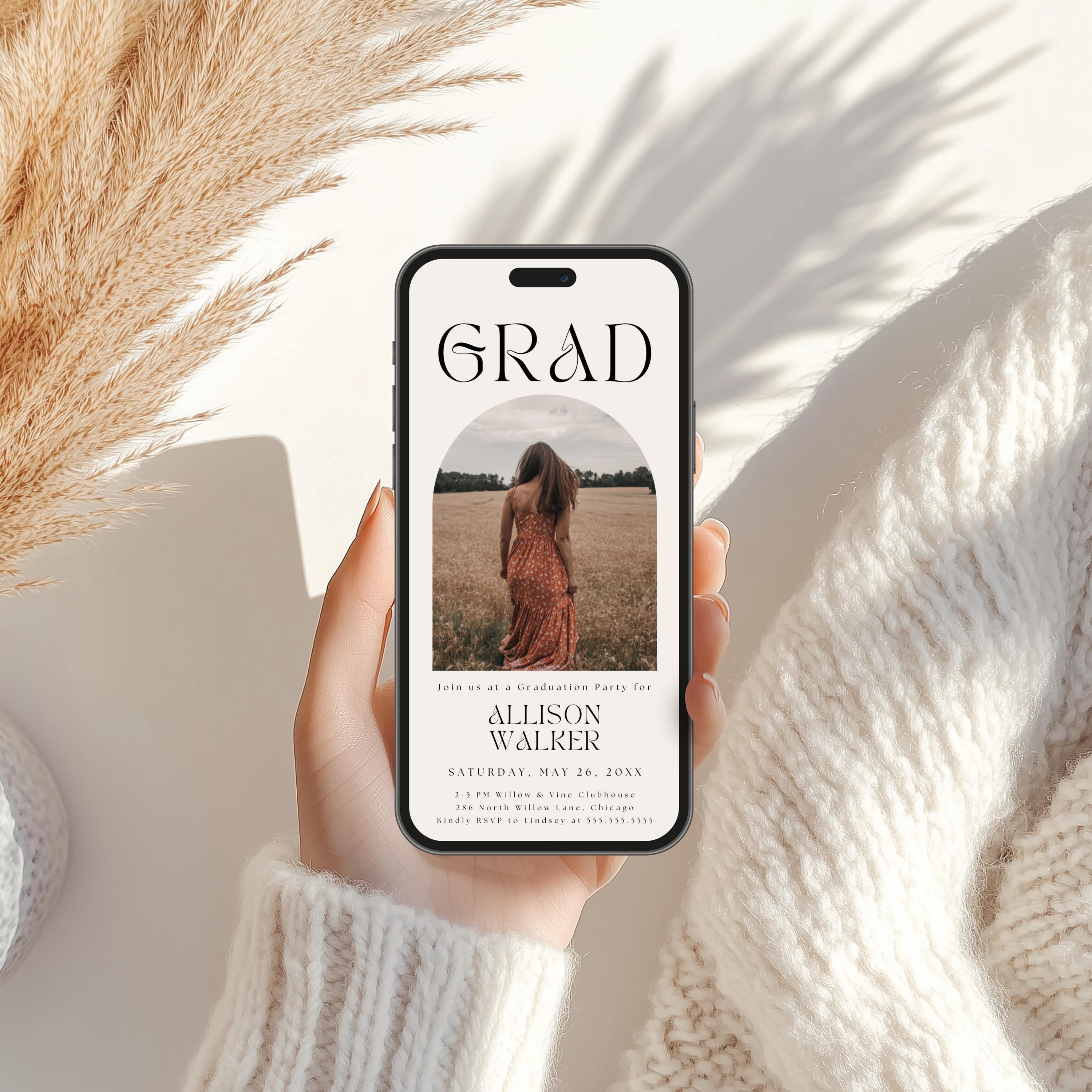 Graduation Invitation, Canva Template, Editable Grad Invite, Printable ...