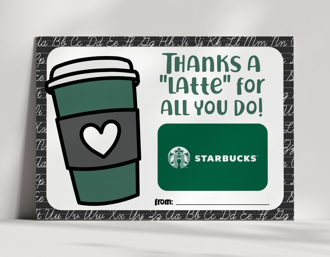 Coffee Gift Card Holder - Thanks a Latte - Teacher Appreciation - Thank ...