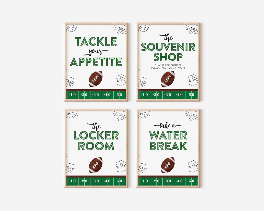 Football Party Signs - Set of 4 Football Birthday Signs - First Down ...