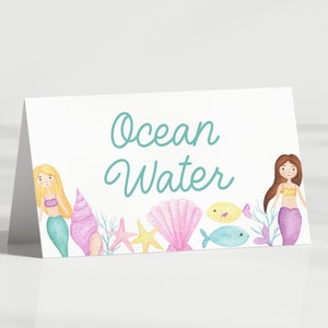 Mermaid Food Tent Cards - Mermaid Birthday Party - Under the Sea ...