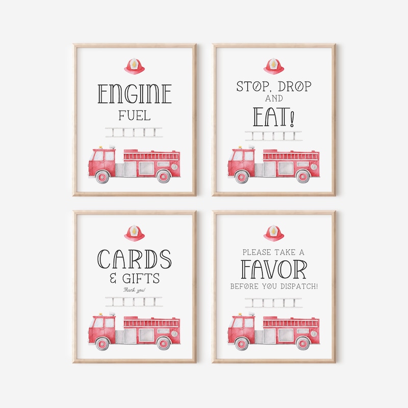 Firetruck Watercolor - Etsy