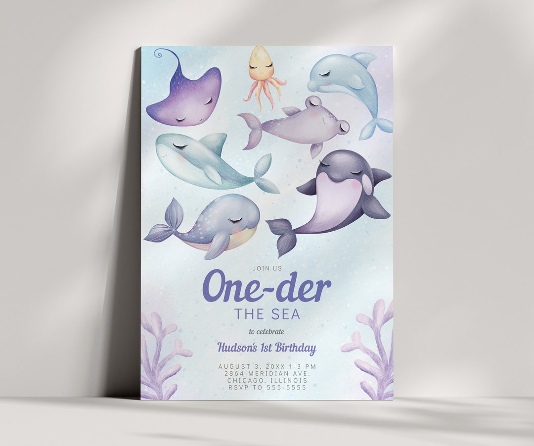 Oneder the Sea Invitation - Under the Sea First Birthday Invite - Ocean ...
